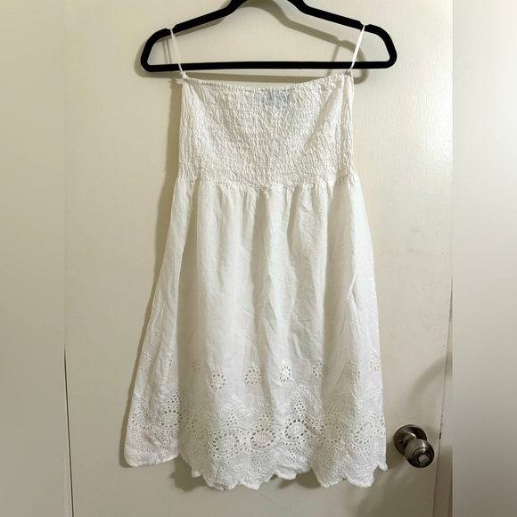 Raviya | Dresses | Raviya White Cotton Mini Strapless Eyelet Dress With ...